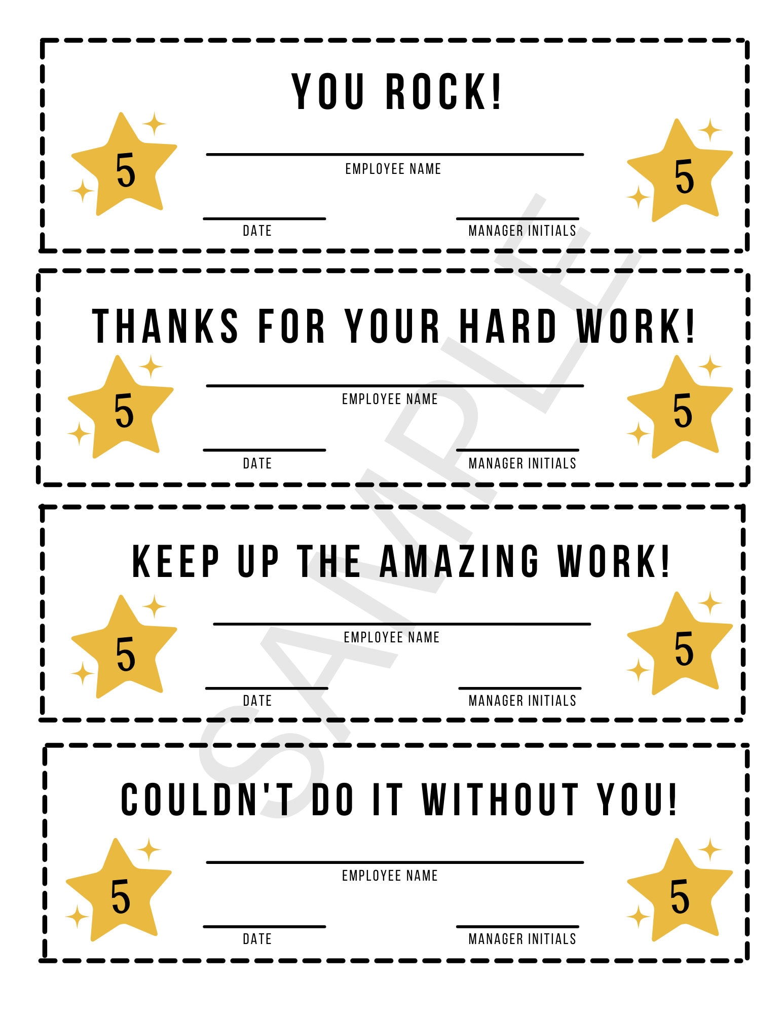 Printable Employee Recognition Vouchers - Etsy