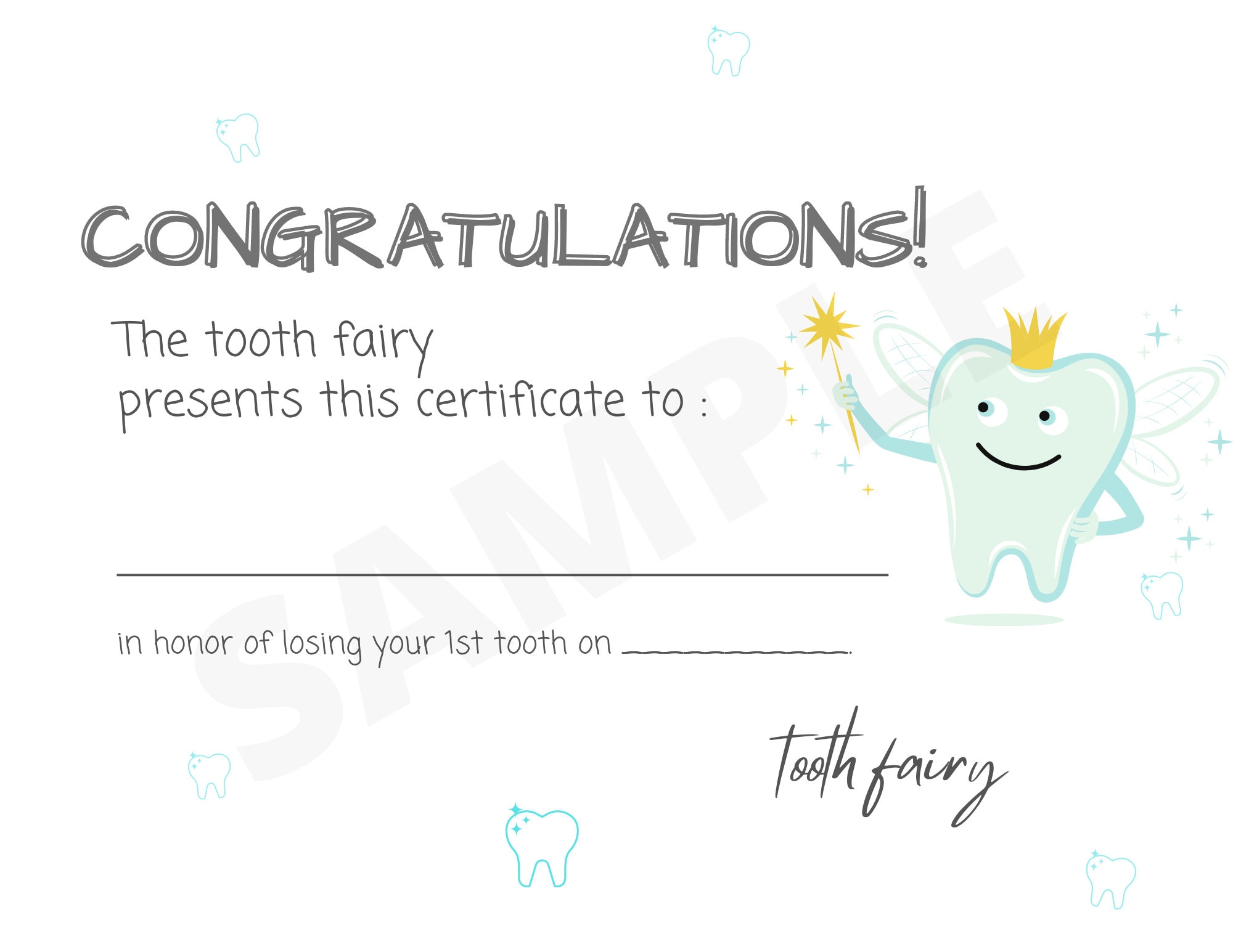 Printable Tooth Fairy Certificate - Etsy