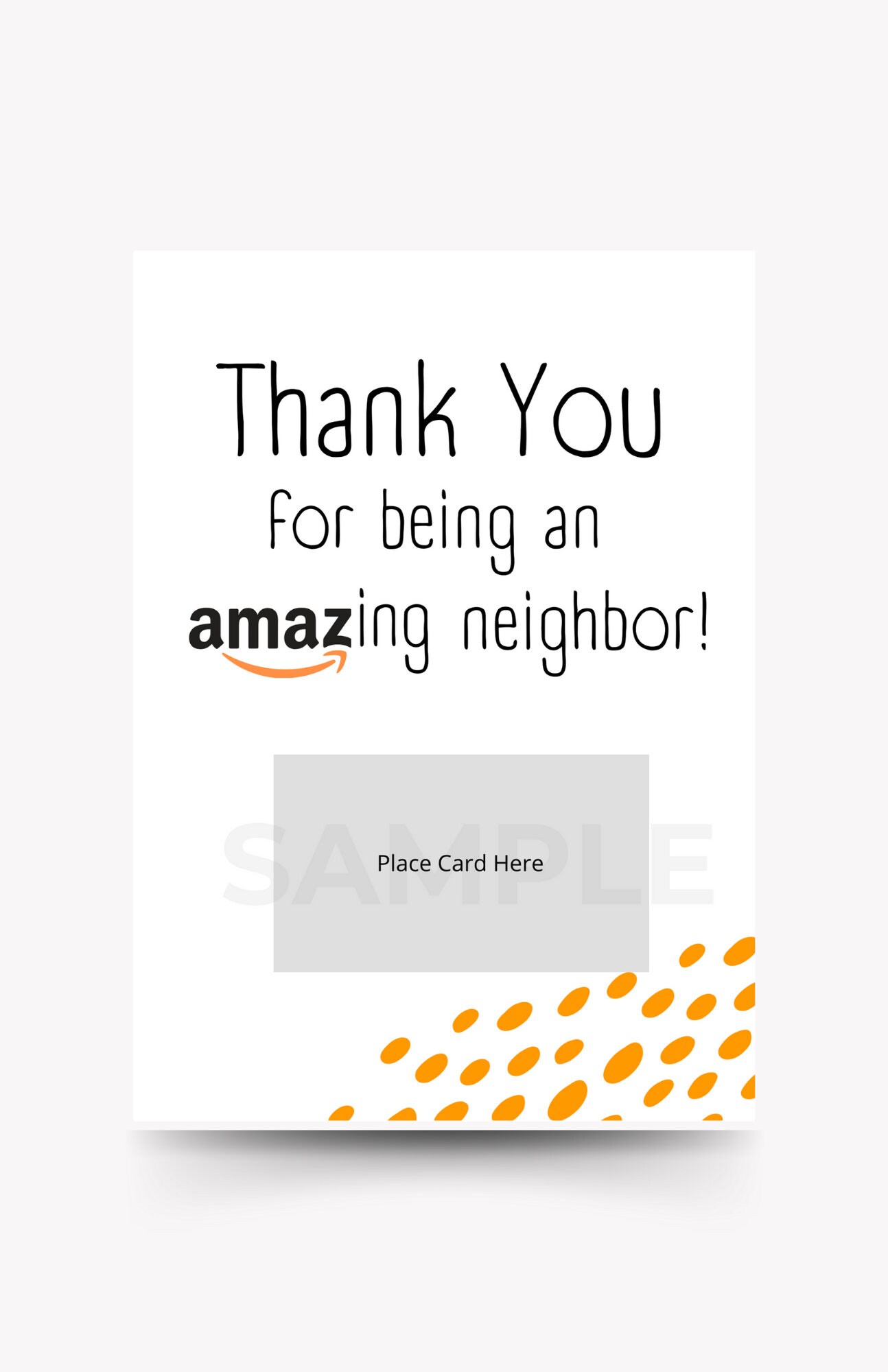 Printable Thank You Card for Neighbor - Gift Card Holder (digital ...