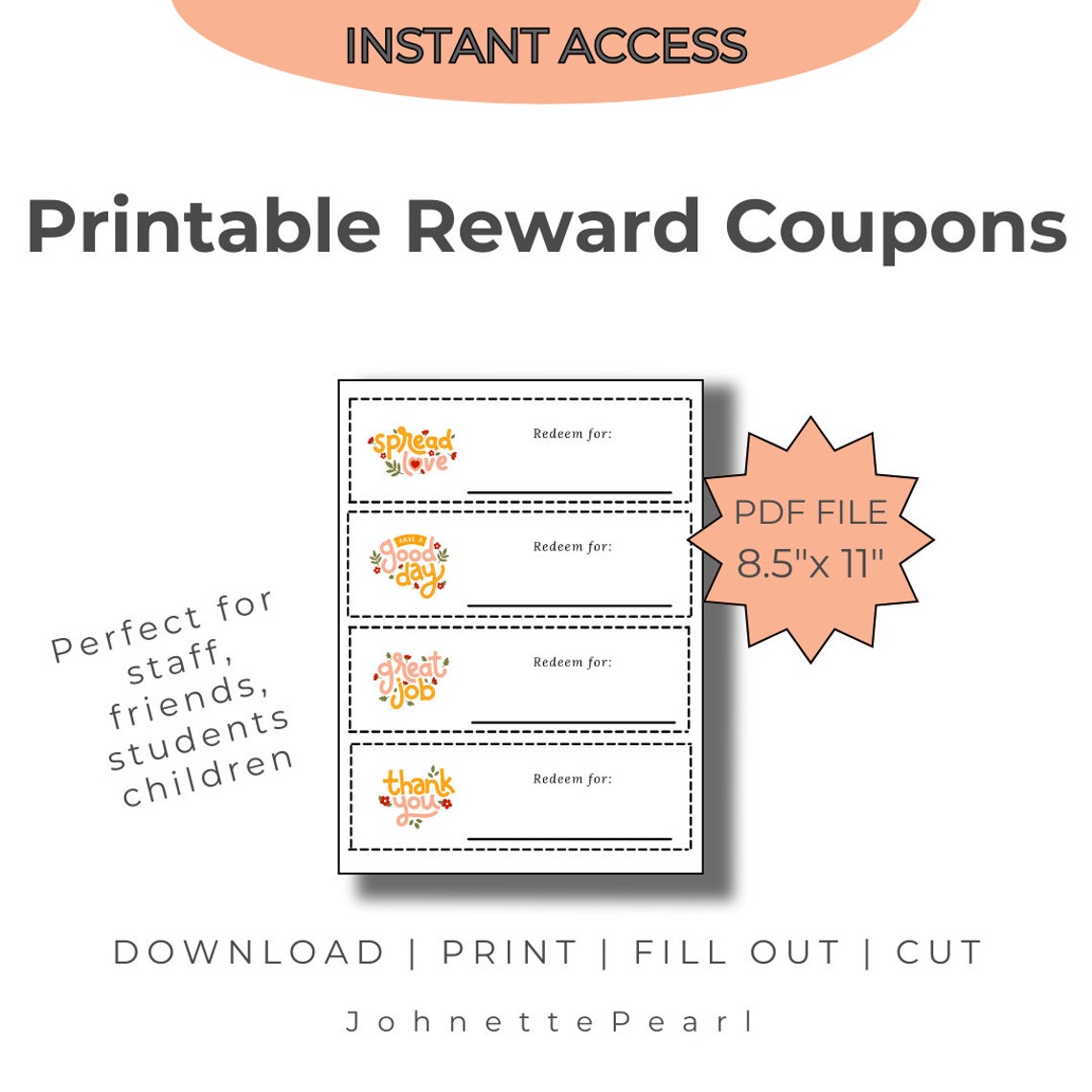 Printable Rewarding Coupons to Gift to Staff, Friends, Students ...