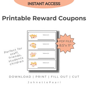Printable Rewarding Coupons to Gift to Staff, Friends, Students ...
