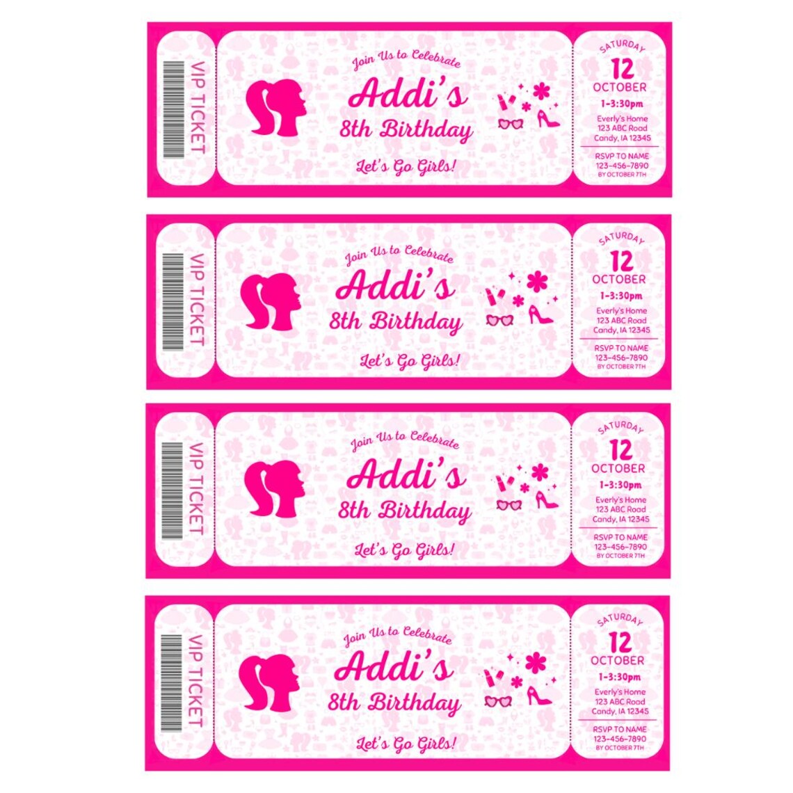 VIP Ticket Birthday Invitation for Girls Party - Etsy