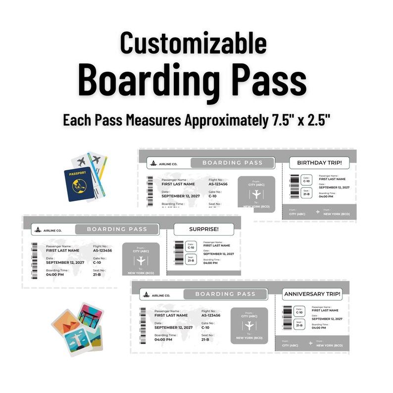 Customizable Boarding Pass for a Surprise Trip as a Gift - Etsy