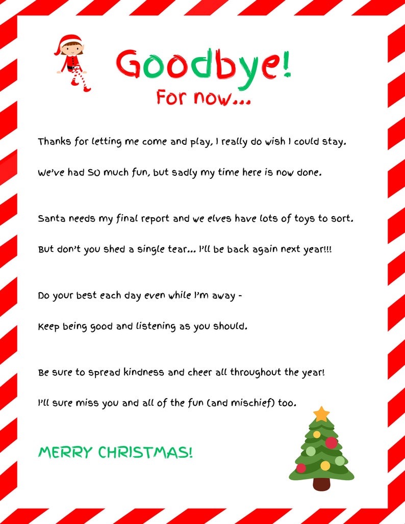 Goodbye Elf Letter - Etsy