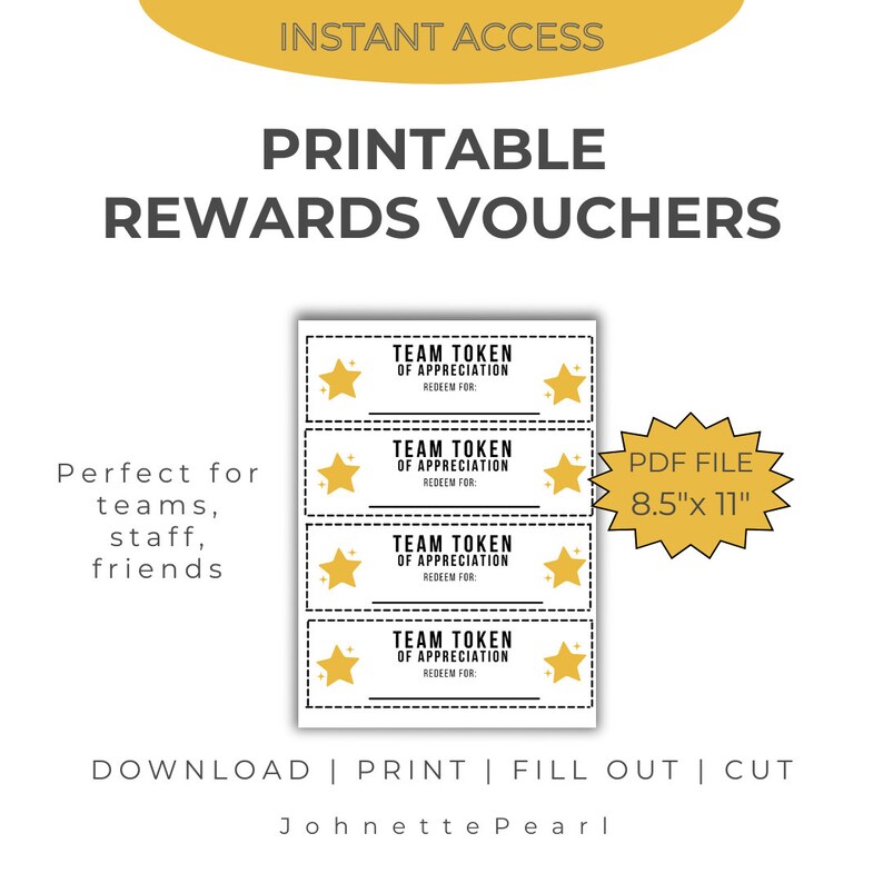 Printable Reward Vouchers for Teams - Etsy
