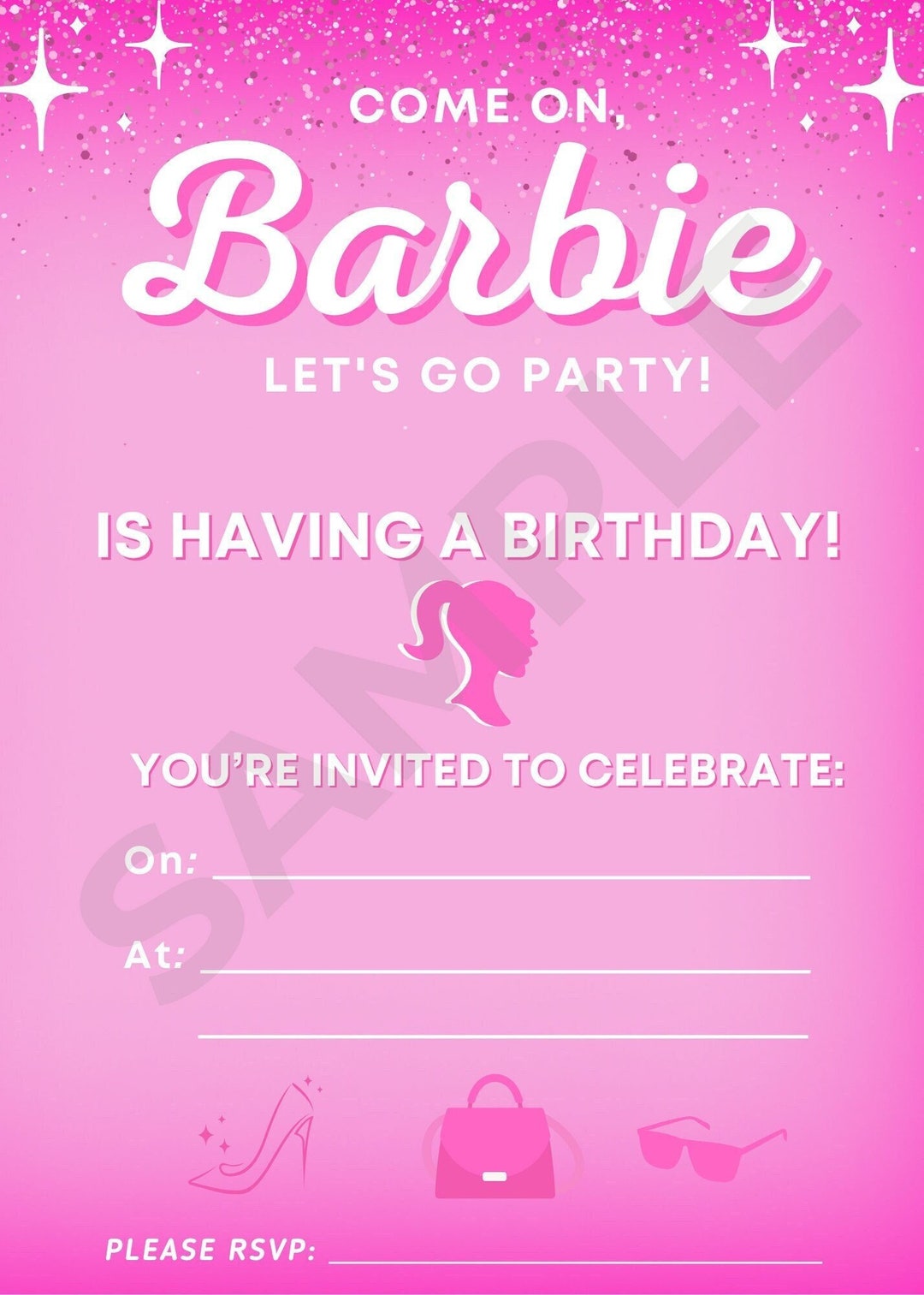 Barbie Birthday Party Fillable Invites & Signs 5x7 - Etsy