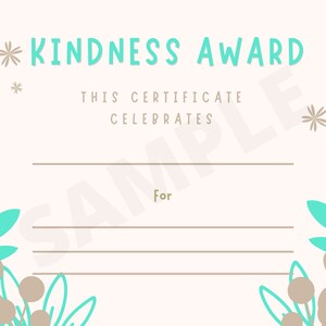 Printable Kindness Award - Etsy