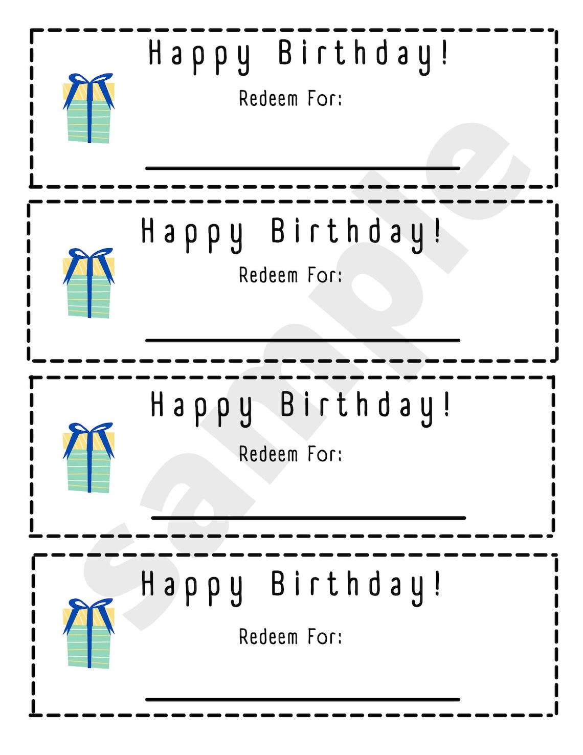 Printable Blank Birthday Coupons - Etsy