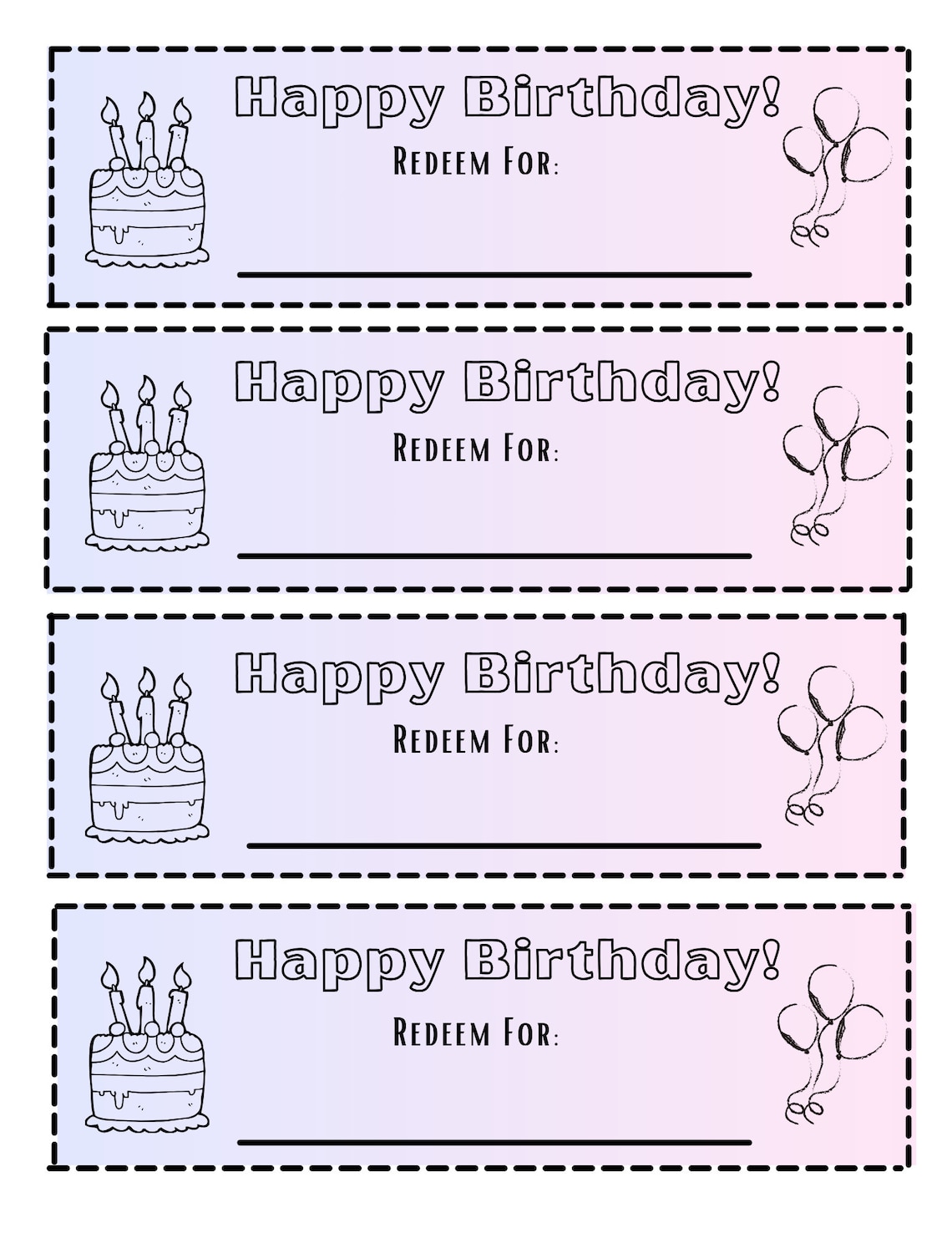 Printable Birthday Vouchers to Gift - Etsy