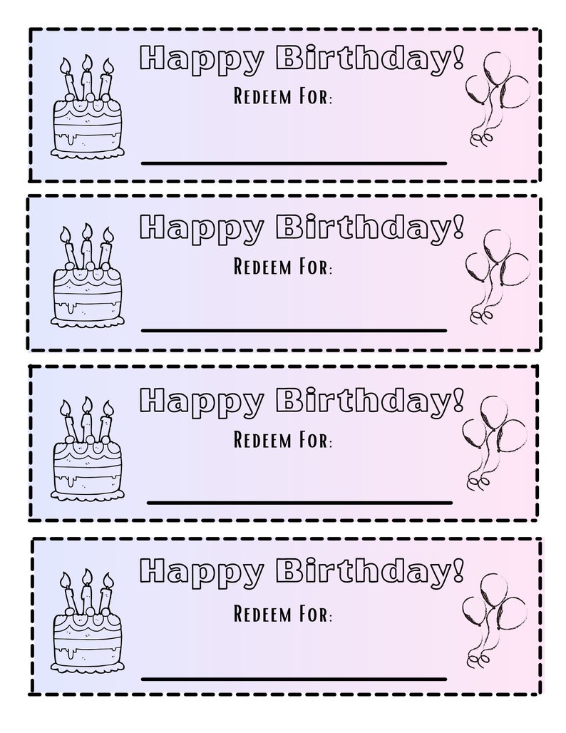 Printable Birthday Vouchers to Gift - Etsy