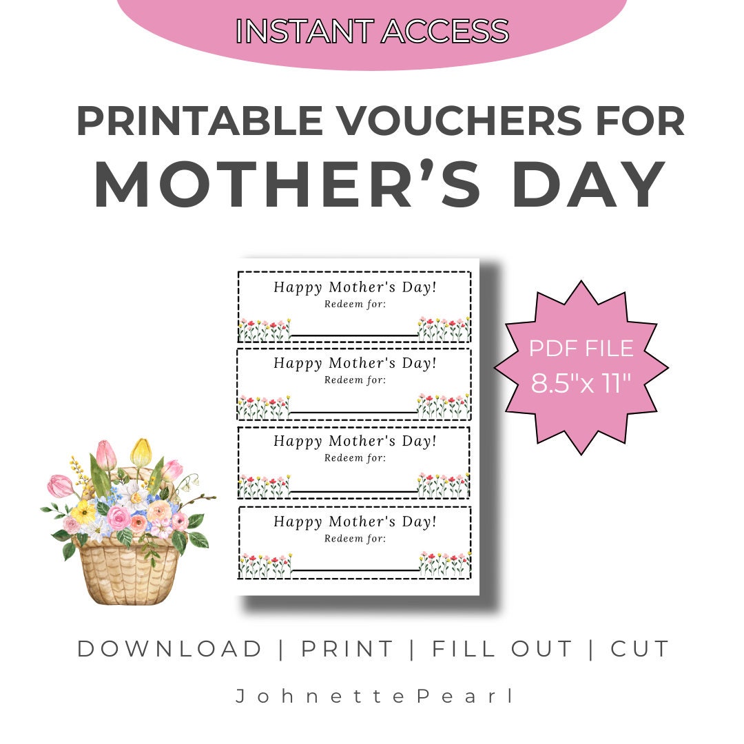 Printable Mother's Day Coupons - Etsy