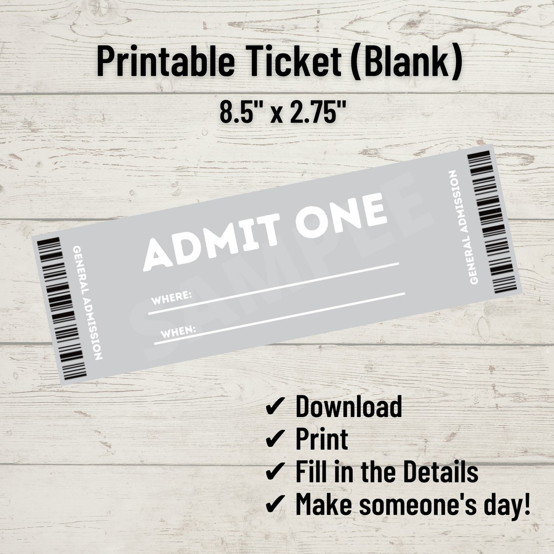 Printable Blank Ticket Gray - Etsy