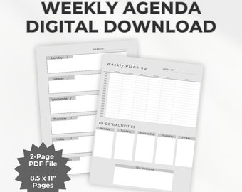 Digital Weekly Planner Simple Planner Sheet Print at Home Use Digital ...