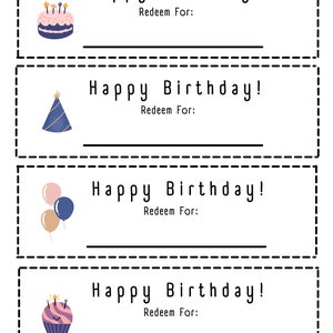 Printable Blank Birthday Coupons to Gift - Etsy