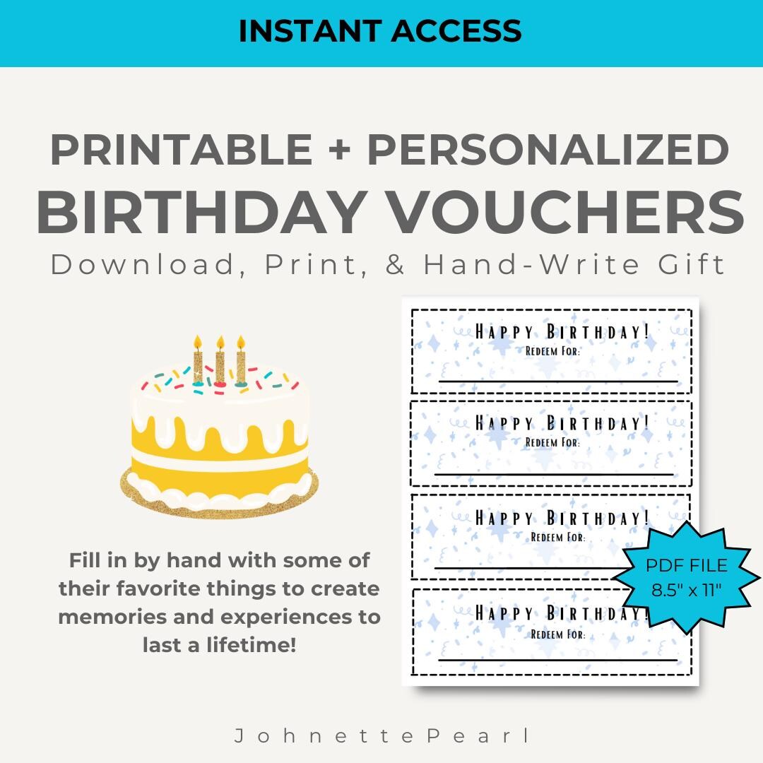 Customizable Birthday Coupon Book | Personalized Vouchers for Gifting ...