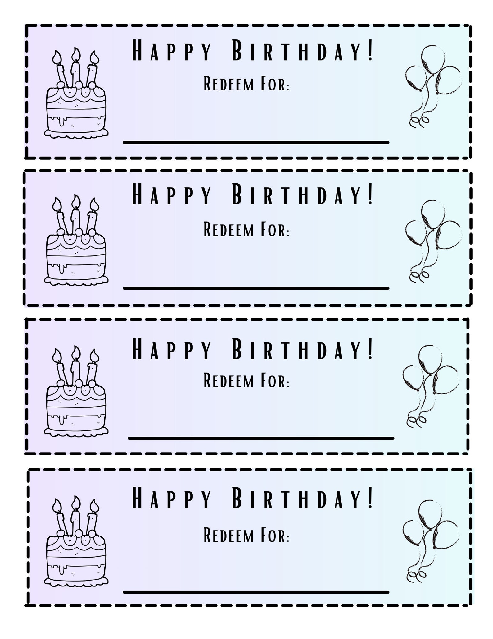 Printable Birthday Coupons to Gift - Etsy