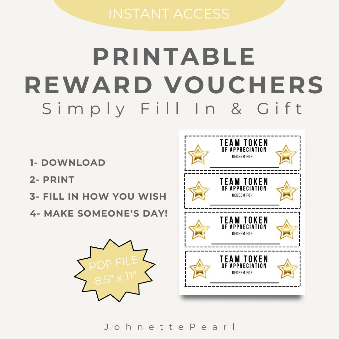 Printable Reward Vouchers for Teams - Etsy