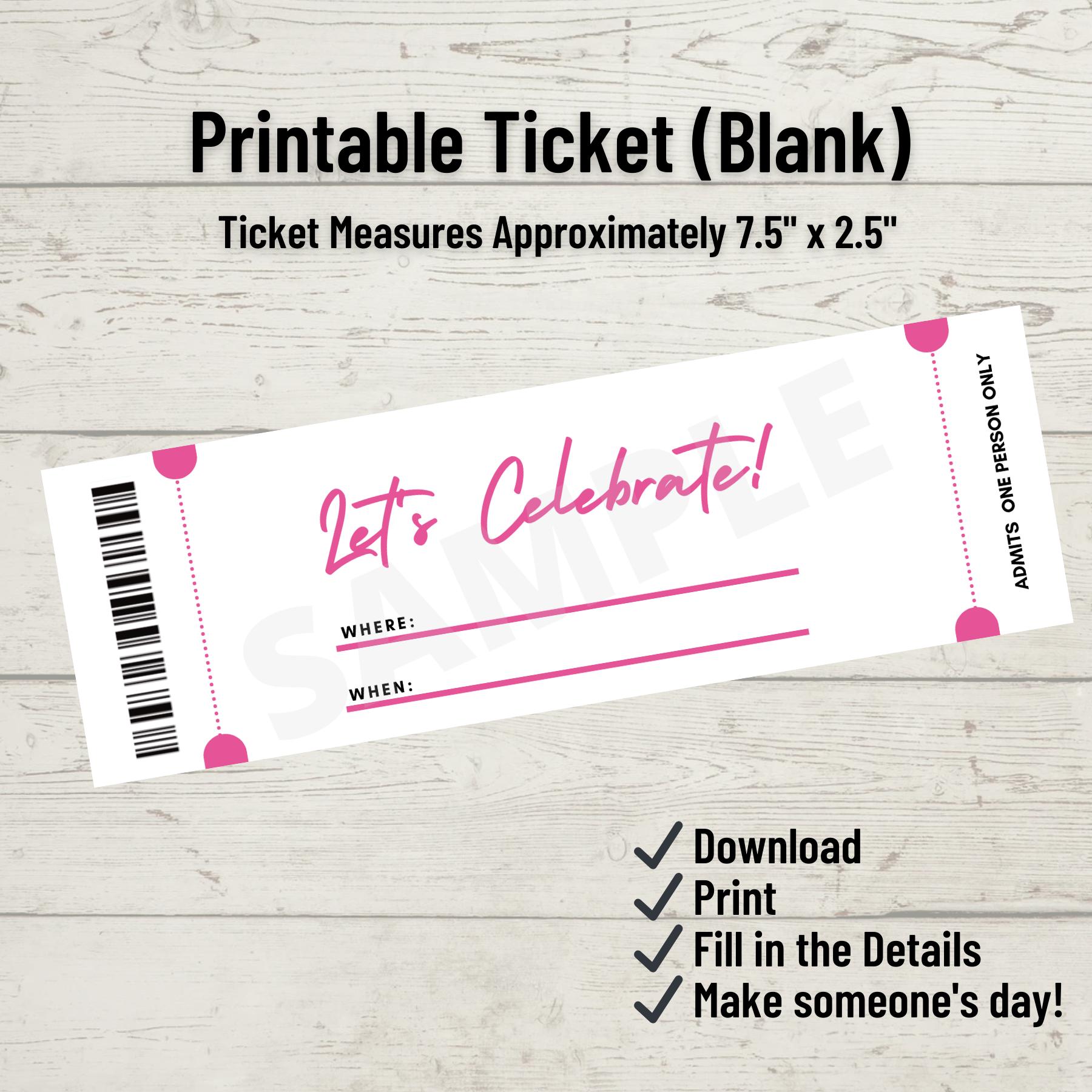 Printable Blank Ticket Pink - Etsy