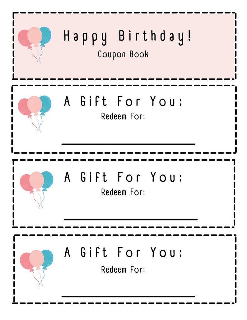 Printable Birthday Coupon Booklet - Etsy