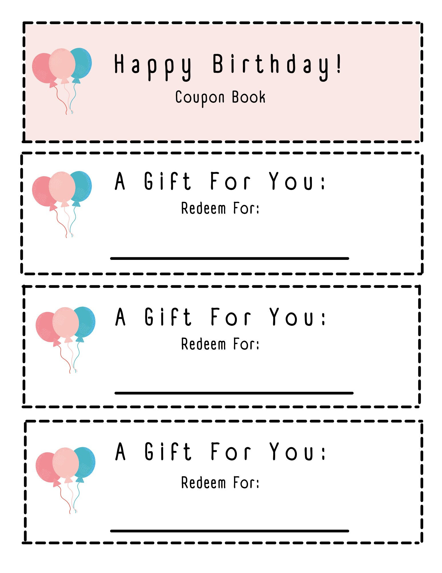 Printable Birthday Coupon Booklet - Etsy