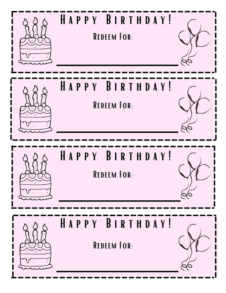 Blank Birthday Coupons - Etsy