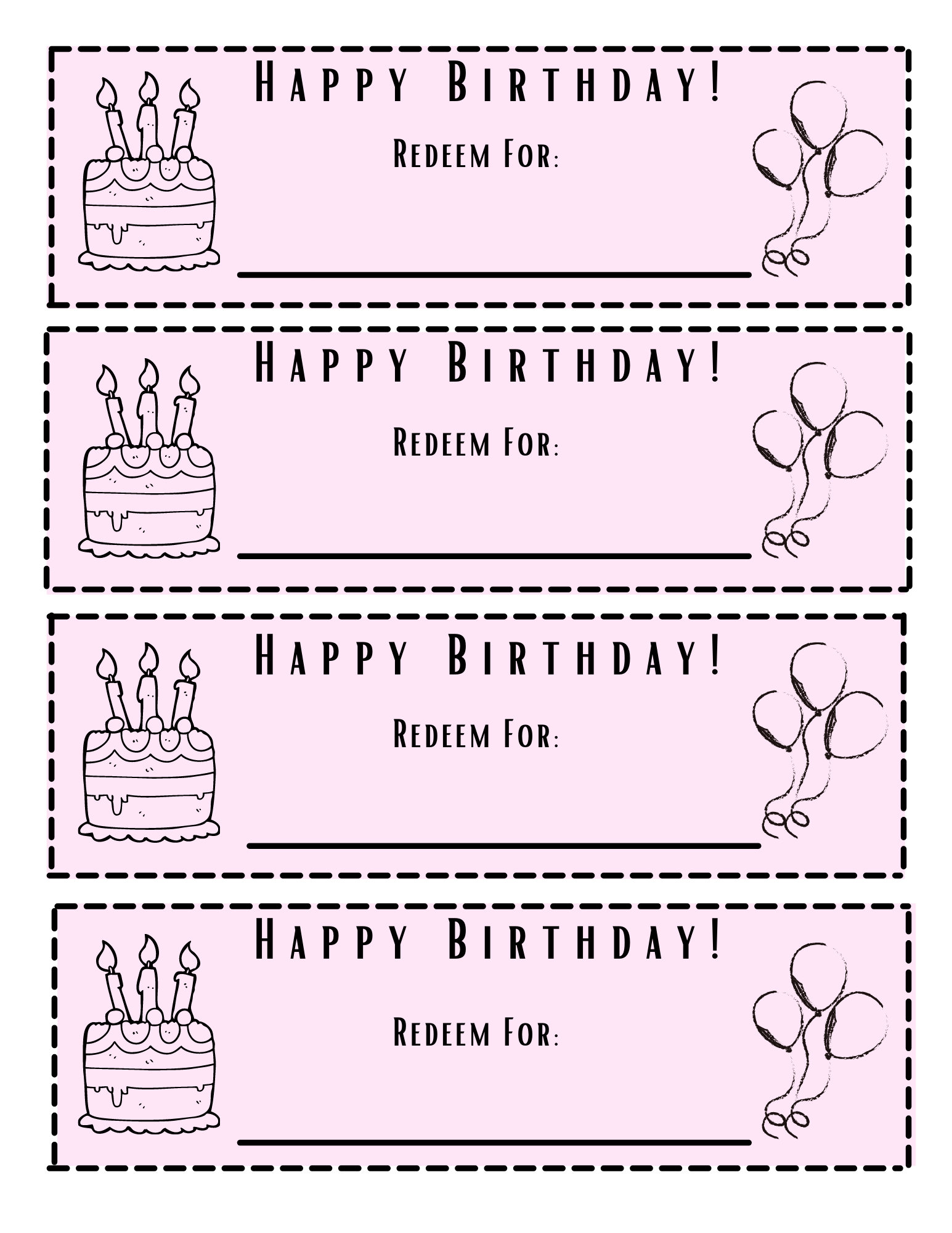 Blank Birthday Coupons - Etsy