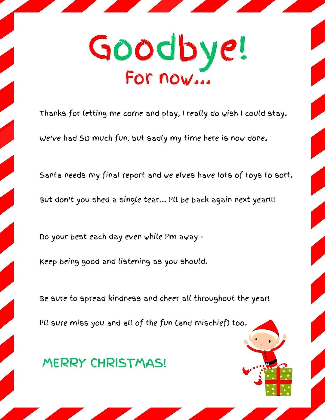 Elf Goodbye Letter - Etsy