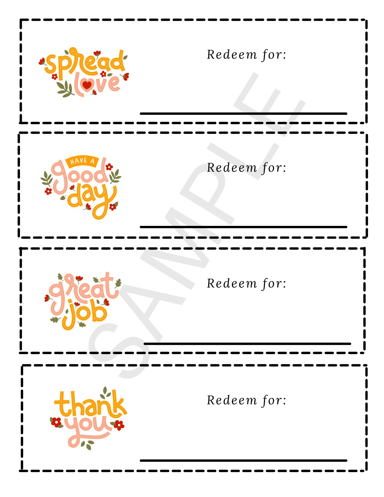 Printable Rewarding Coupons to Gift to Staff, Friends, Students ...