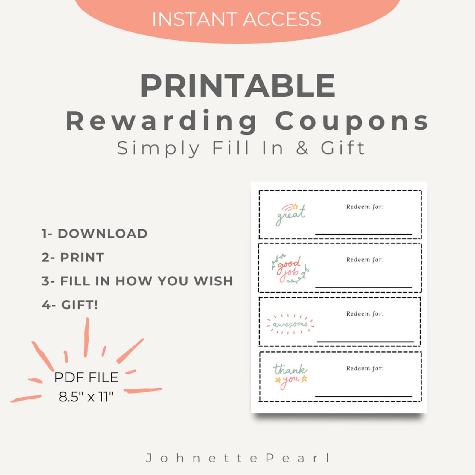 Printable Rewarding Coupons to Gift to Staff, Friends, Students ...