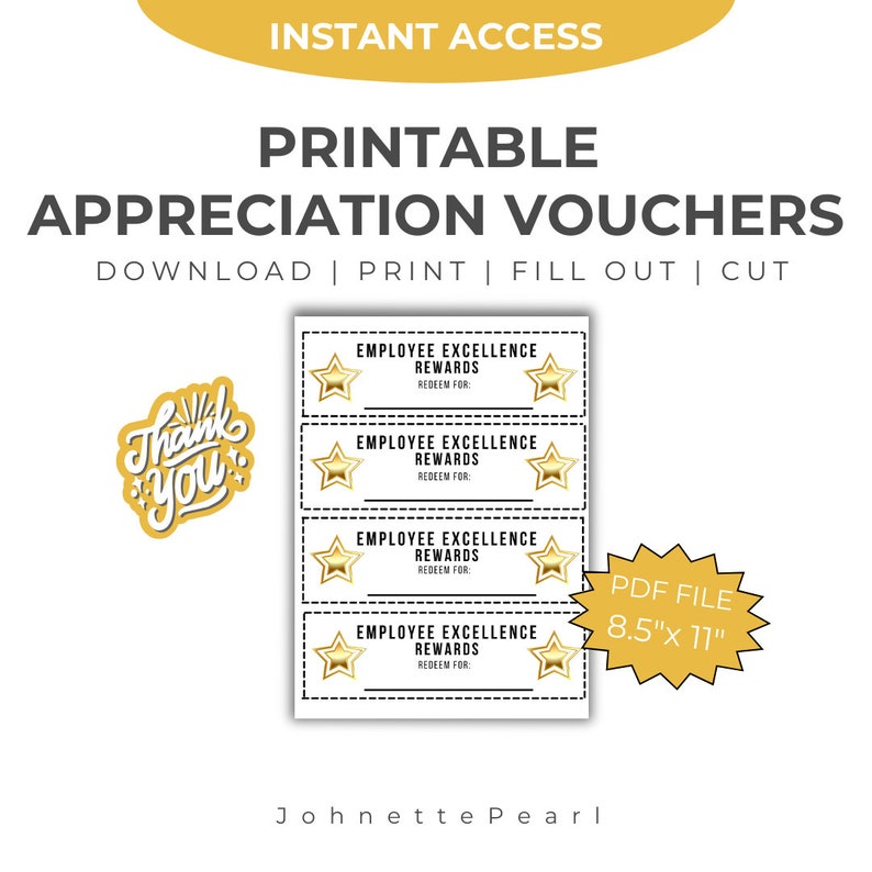 Printable Reward Vouchers for Employees and Teams - Etsy
