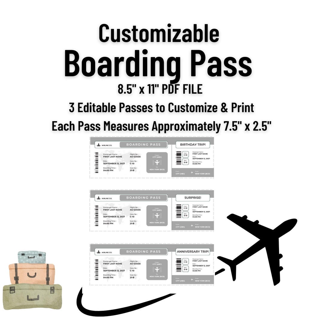 Customizable Boarding Pass for a Surprise Trip as a Gift - Etsy