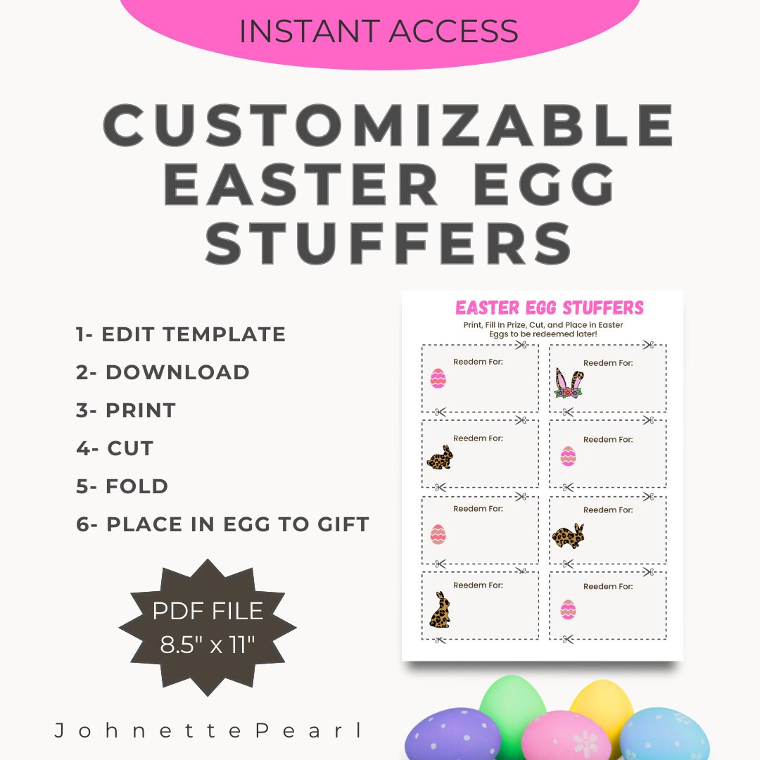 Editable Easter Egg Experience Stuffers - Etsy