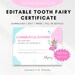 Editable Tooth Fairy Certificate - Etsy