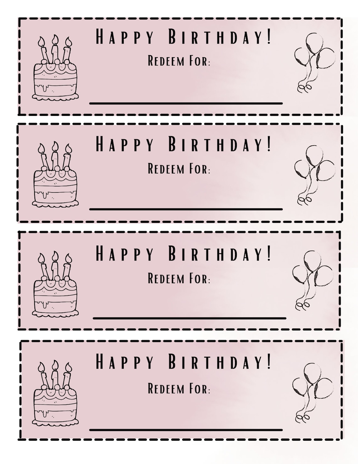 Redeemable Birthday Vouchers to Gift - Etsy
