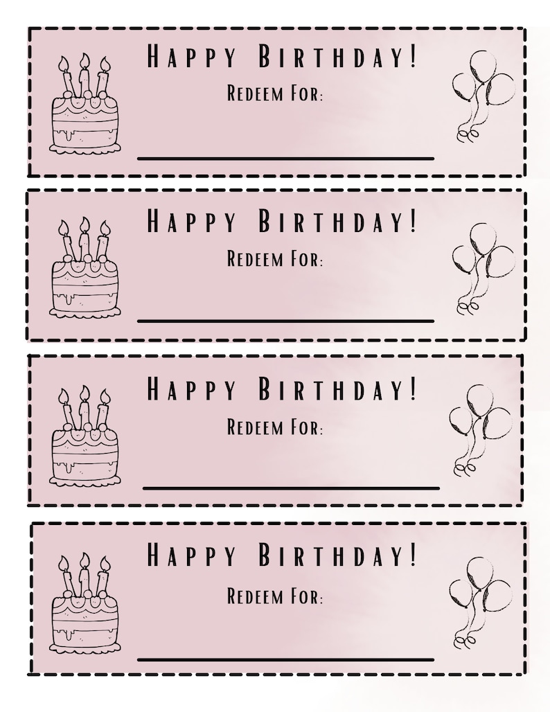 Redeemable Birthday Vouchers to Gift - Etsy