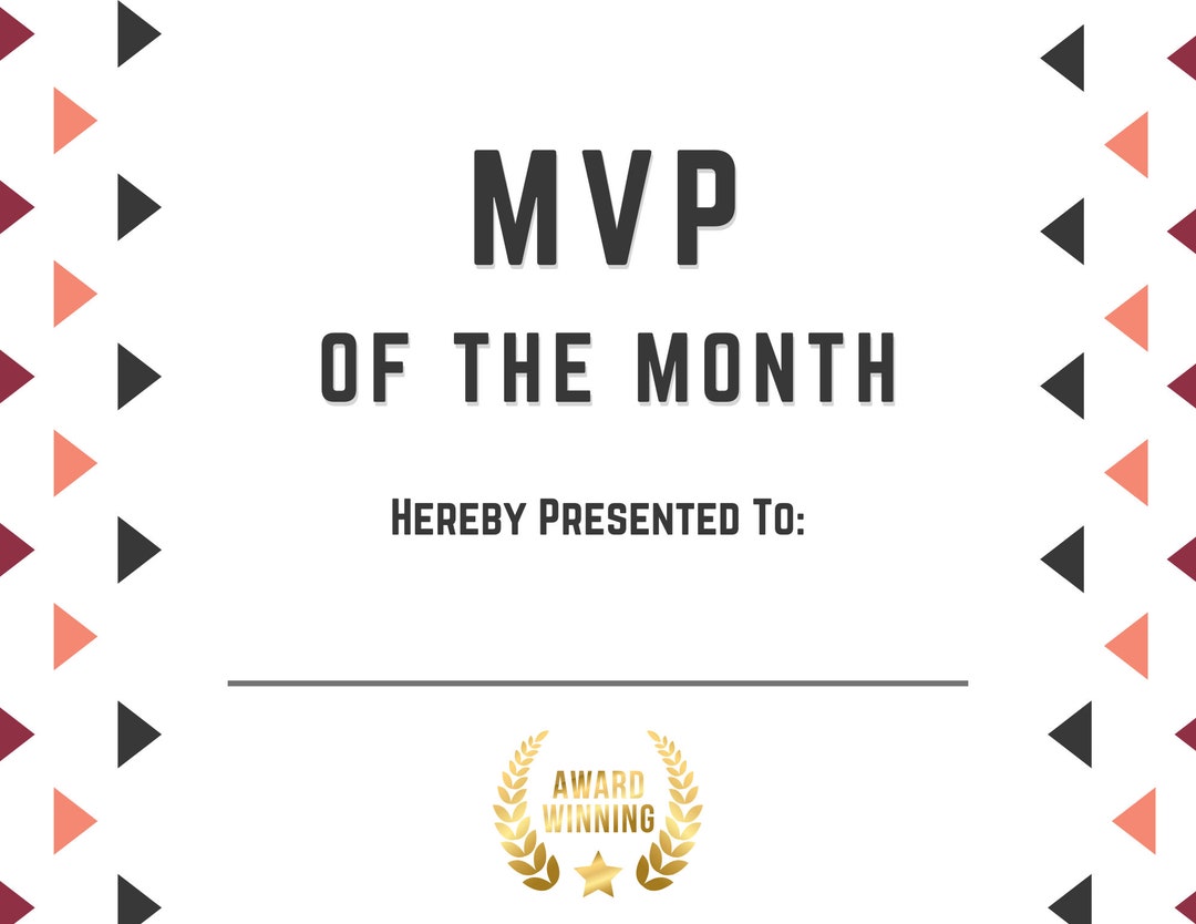 Printable Work Award / Certificate for Fun MVP - Etsy Australia