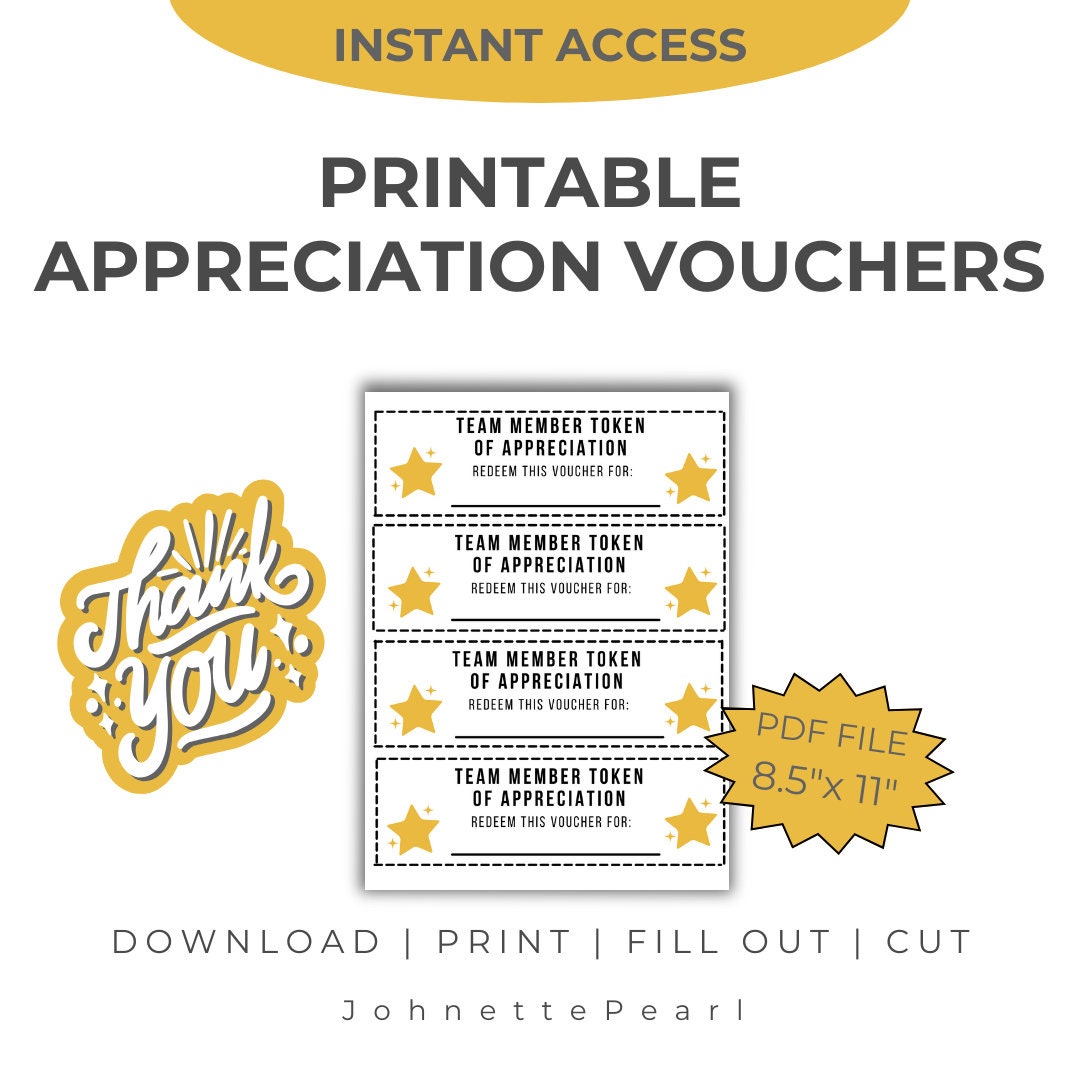 Appreciation Vouchers for Teams, Colleagues, Staff, Etc. - Etsy