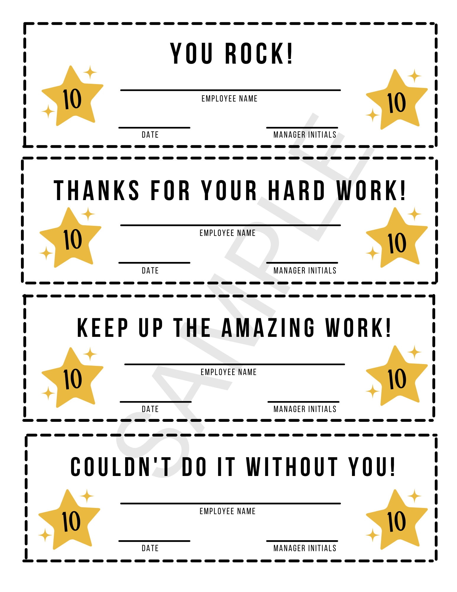 Printable Employee Recognition Vouchers - Etsy
