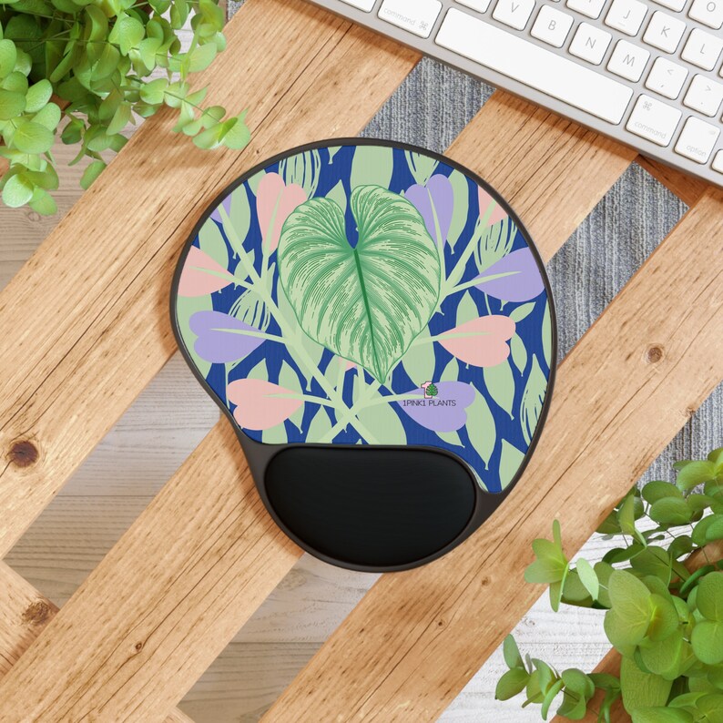 Philodendron Mouse Pad With Wrist Rest, Aroid Plant Design Mousepad ...