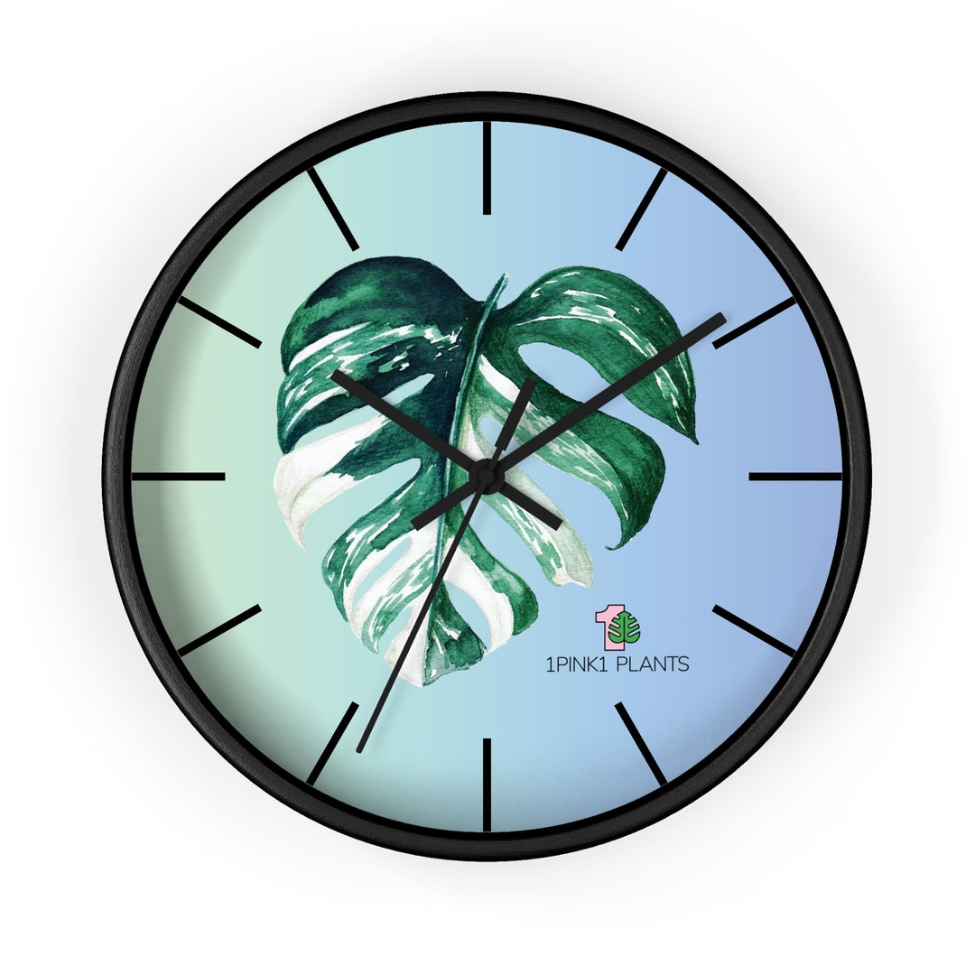 Monstera Deliciosa Round Wall Clock, Split-leaf Plant Print Clock - Etsy