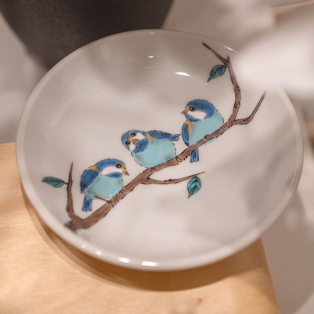 Set of 5 Small Plates With Sparrows - Made in Japan I Holiday Gift I ...