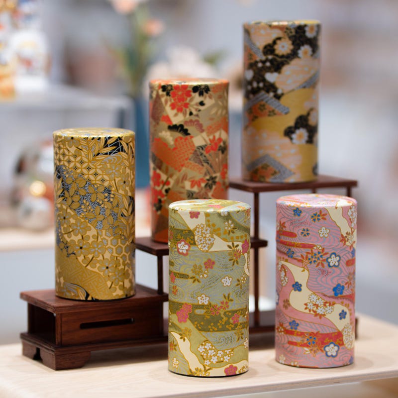 Green Washi Paper Tea Canister - Etsy