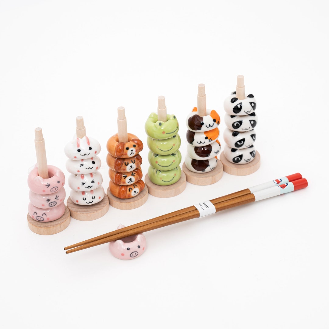 Cute Animal Donut-shaped Chopstick Holder Set |pig | Cat | Dog | Panda ...