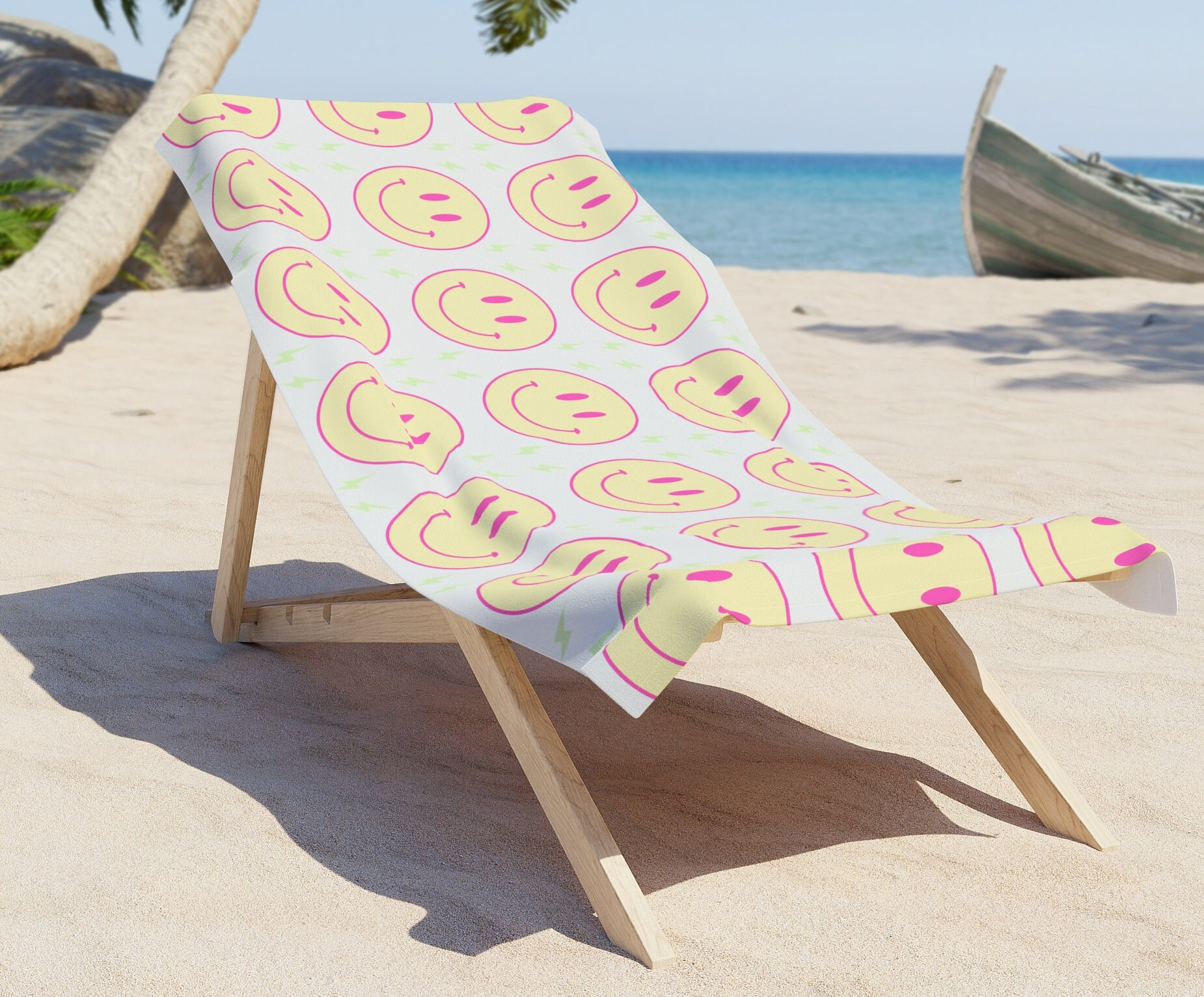 Retro Smiley Face Beach Towel Smiley Beach Towel Retro Beach Towel - Etsy