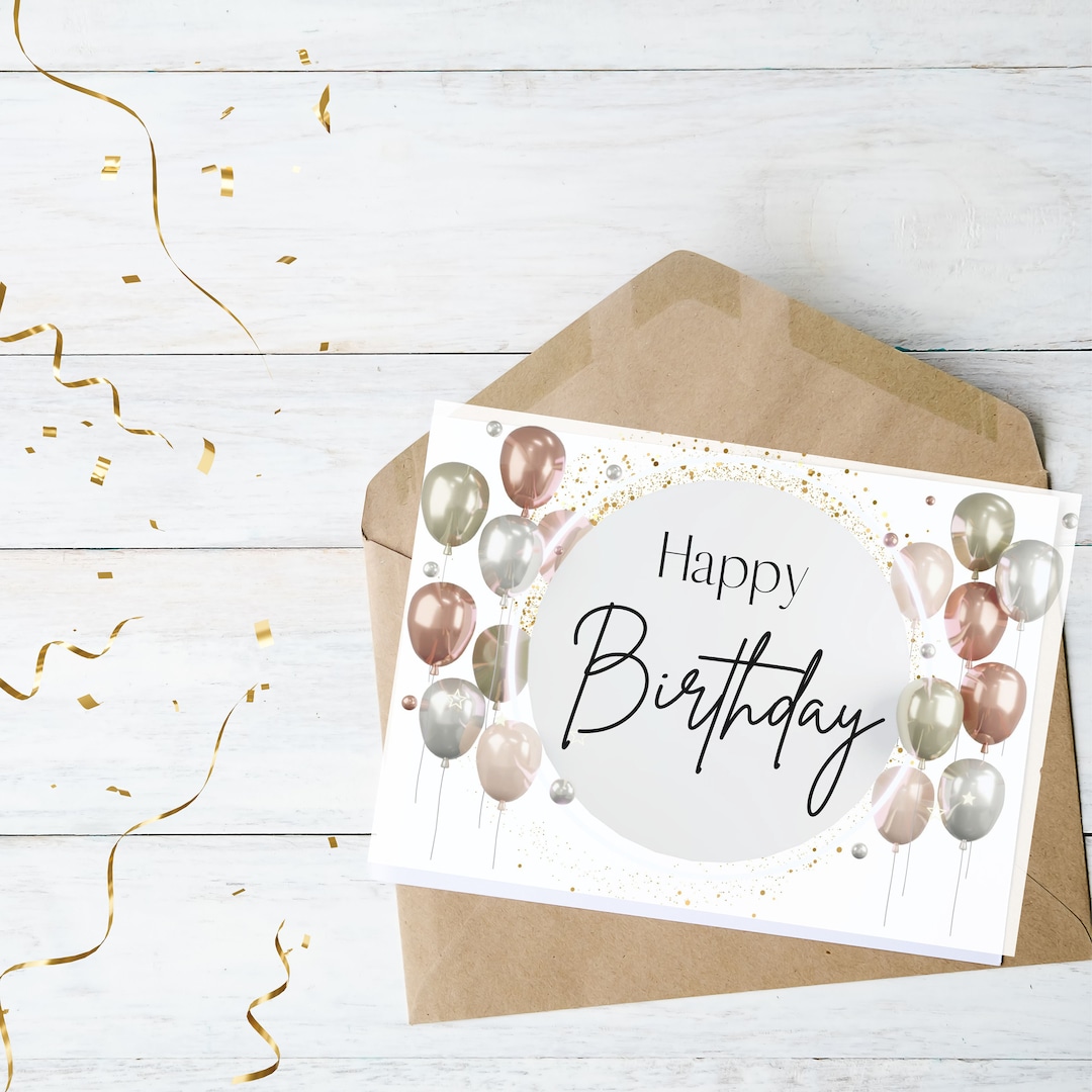Printable Birthday Card for Adults, Printable Gold Glitter Birthday ...