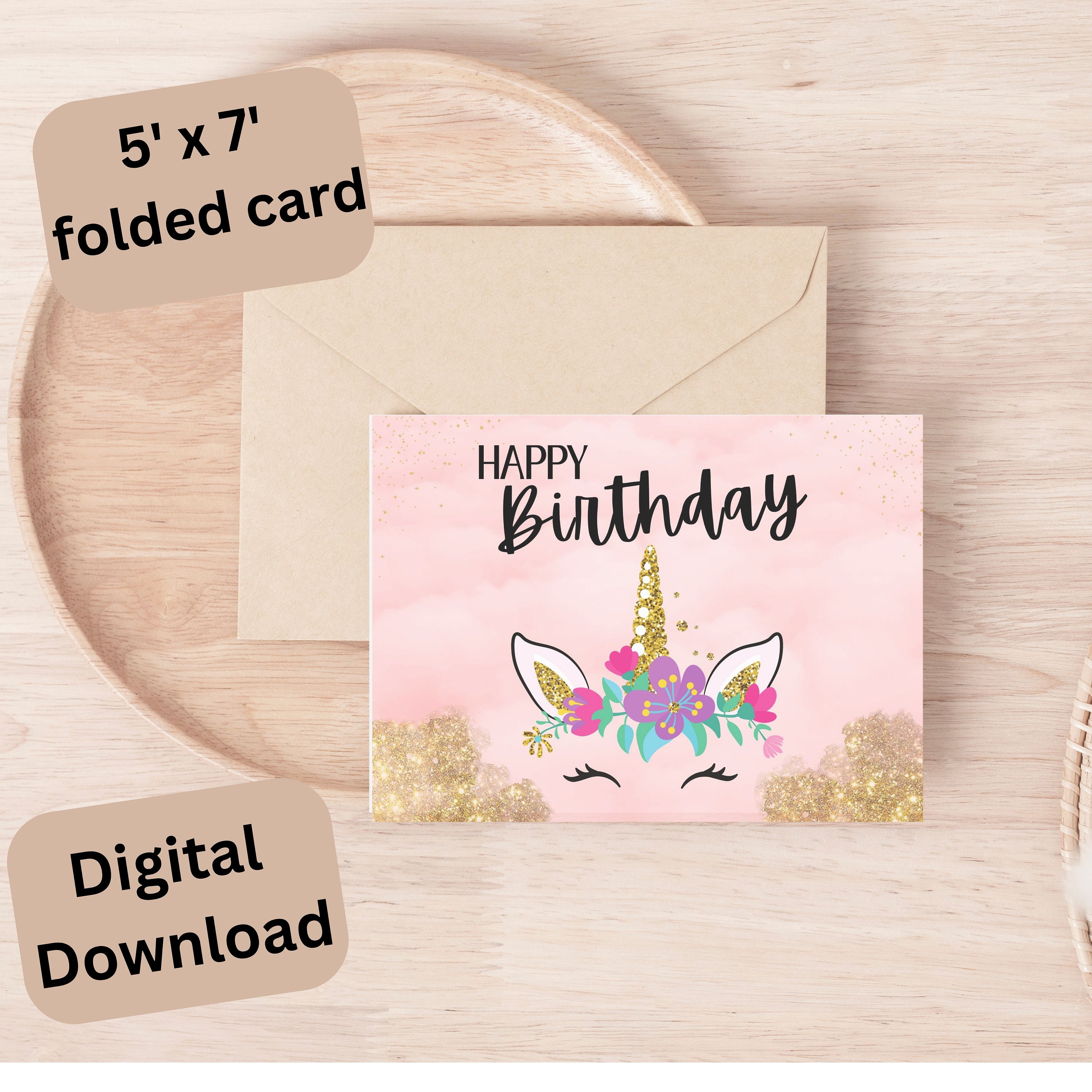 Printable Unicorn Birthday Card for Kids, Unicorn Party, Digital ...