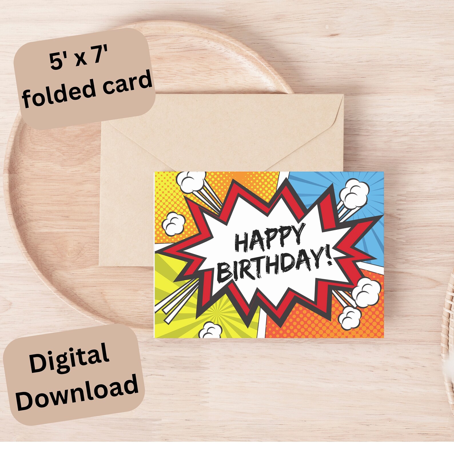 Printable Super Hero Birthday Card for Kids, Super Hero Party, Digital ...