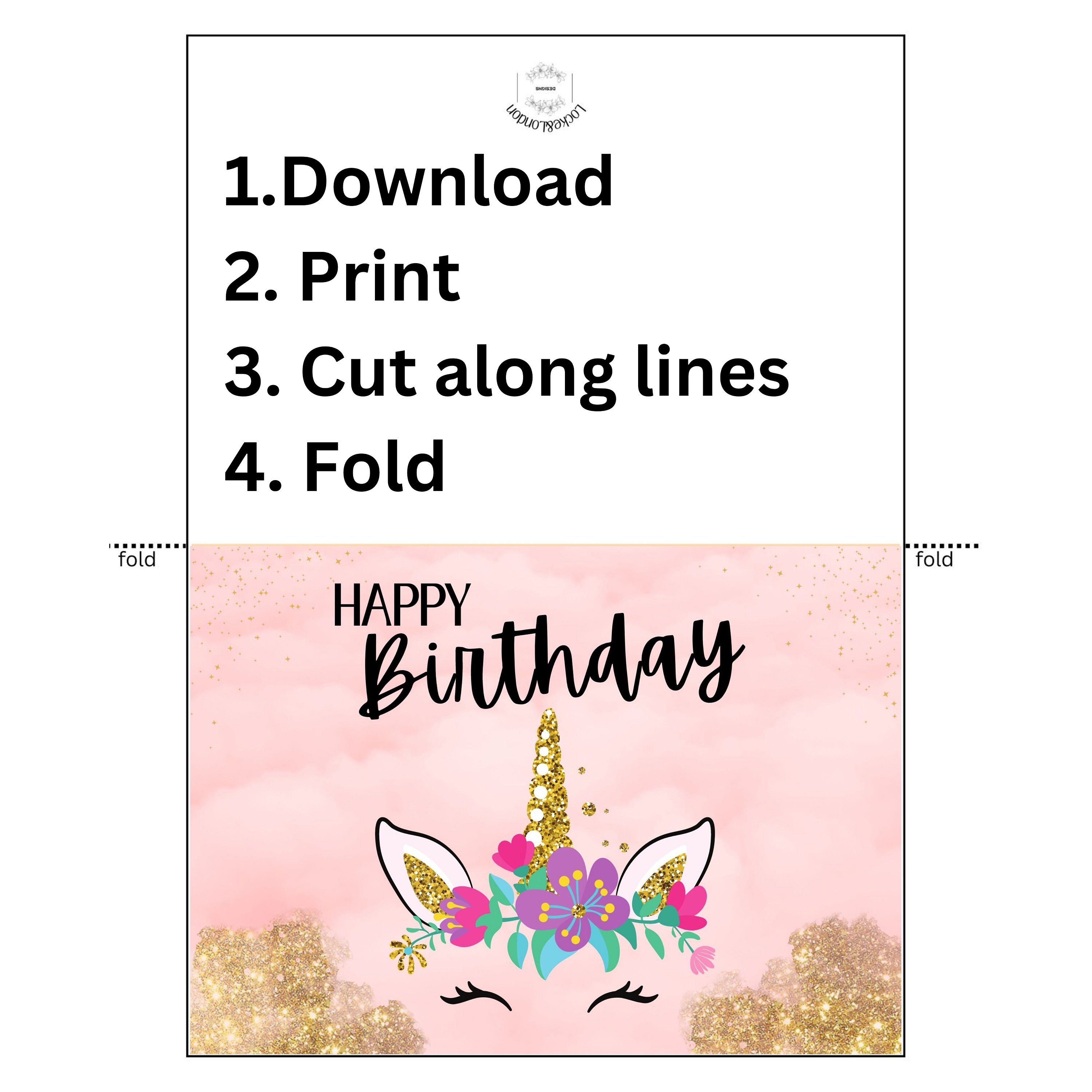 Printable Unicorn Birthday Card for Kids, Unicorn Party, Digital ...