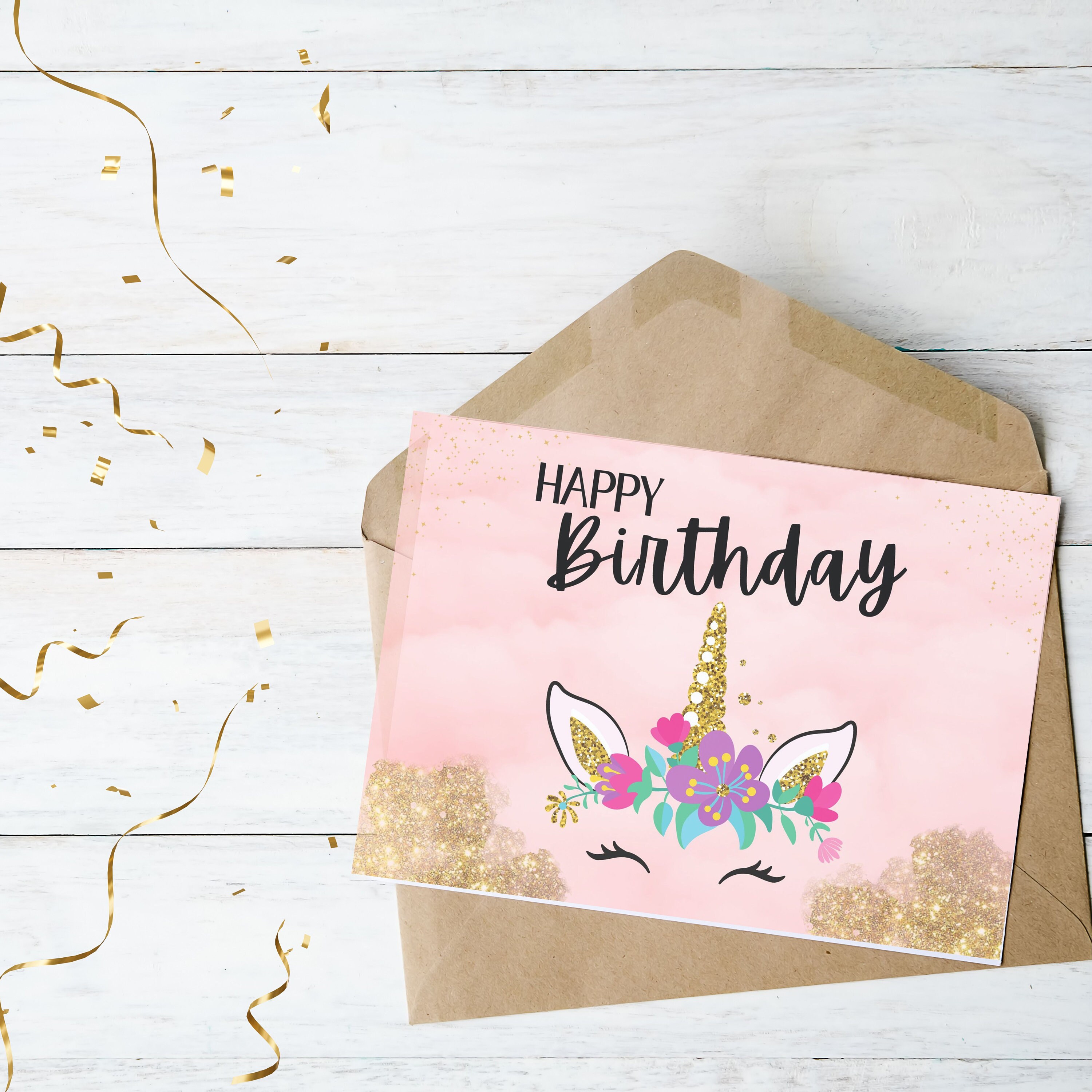 Printable Unicorn Birthday Card for Kids, Unicorn Party, Digital ...