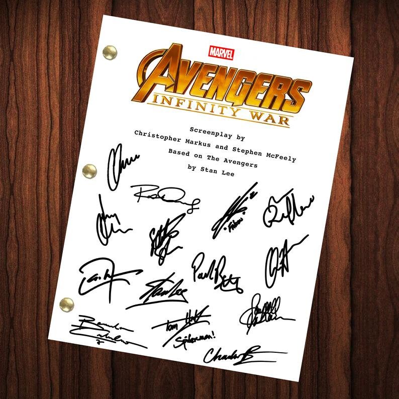 Avengers Infinity War Signed Autographed Script Full | Etsy